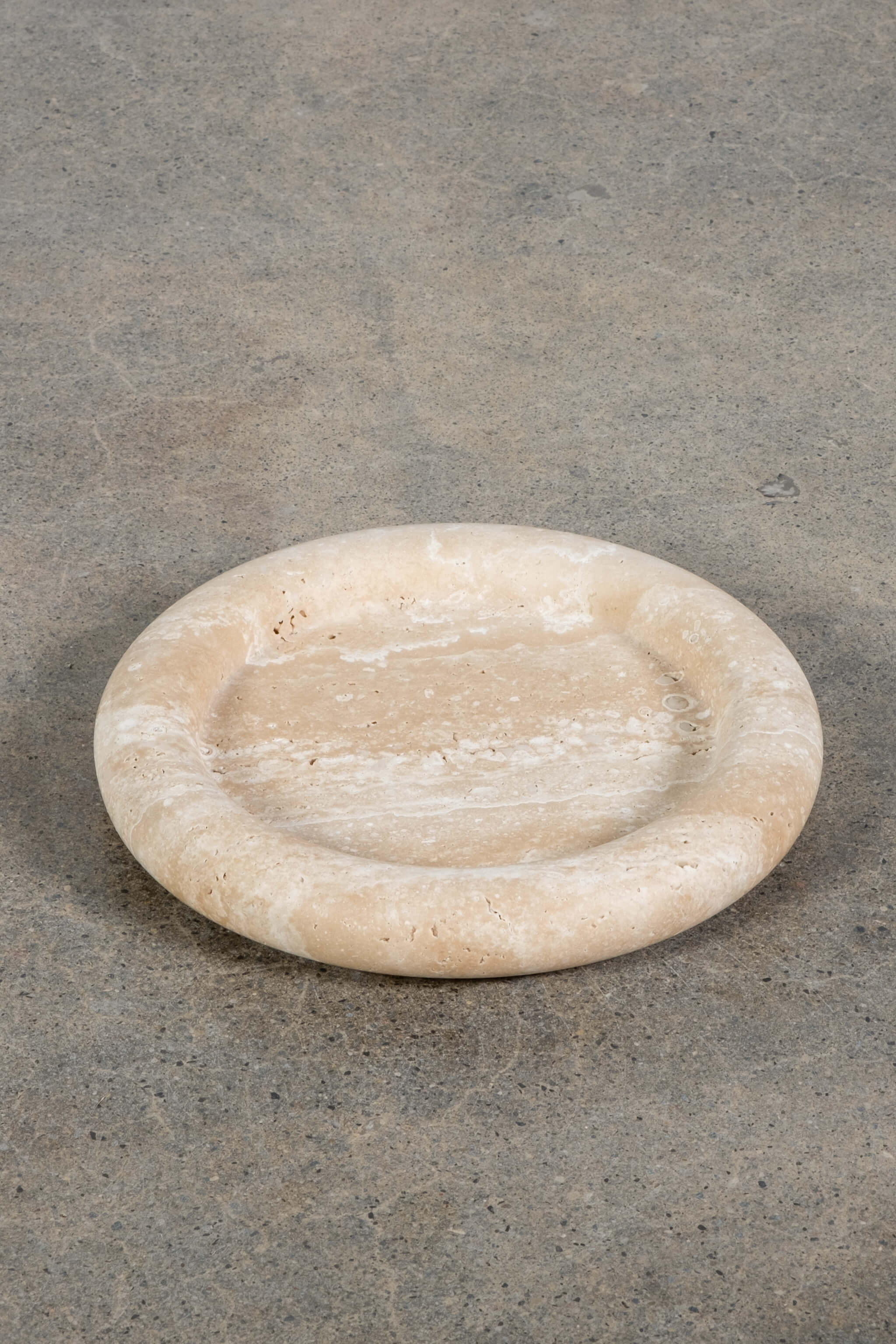 Bullnosed-Edge Travertine Plate, Large | Bonne Choice