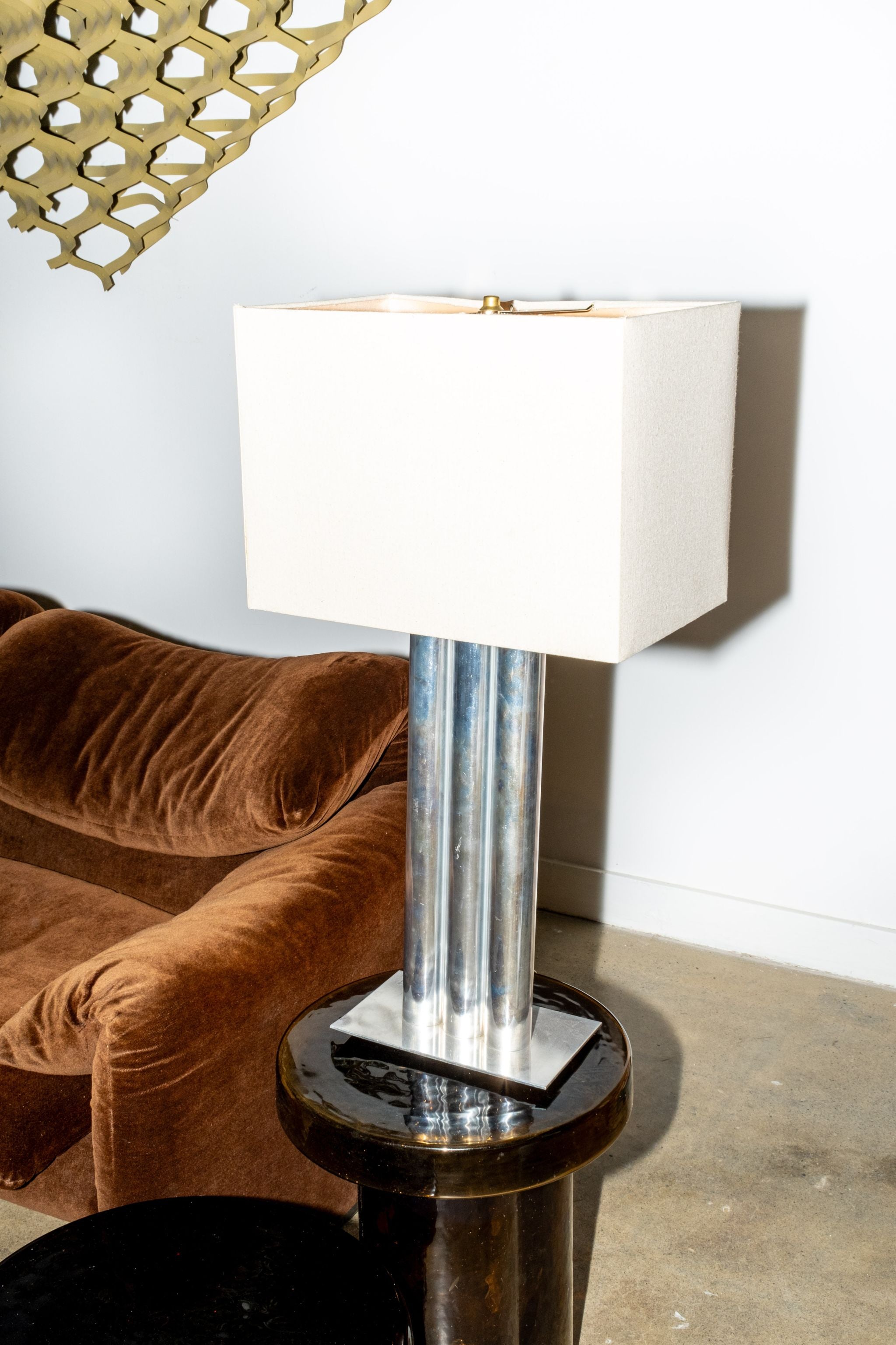 Chrome Table Lamp, Square Shade | Bonne Choice
