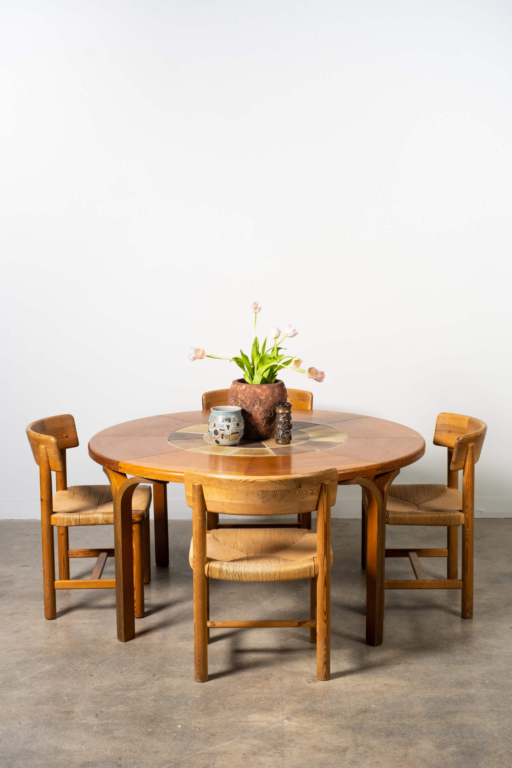 Round Tiled Top Dining Table Tue Poulsen Haslev | Bonne Choice