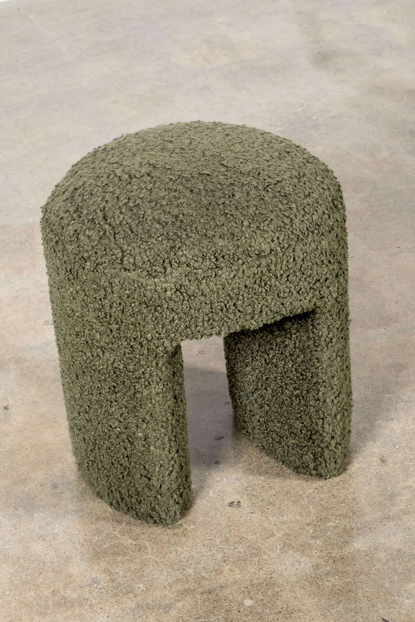 Olive Green Boucle Stool | Bonne Choice