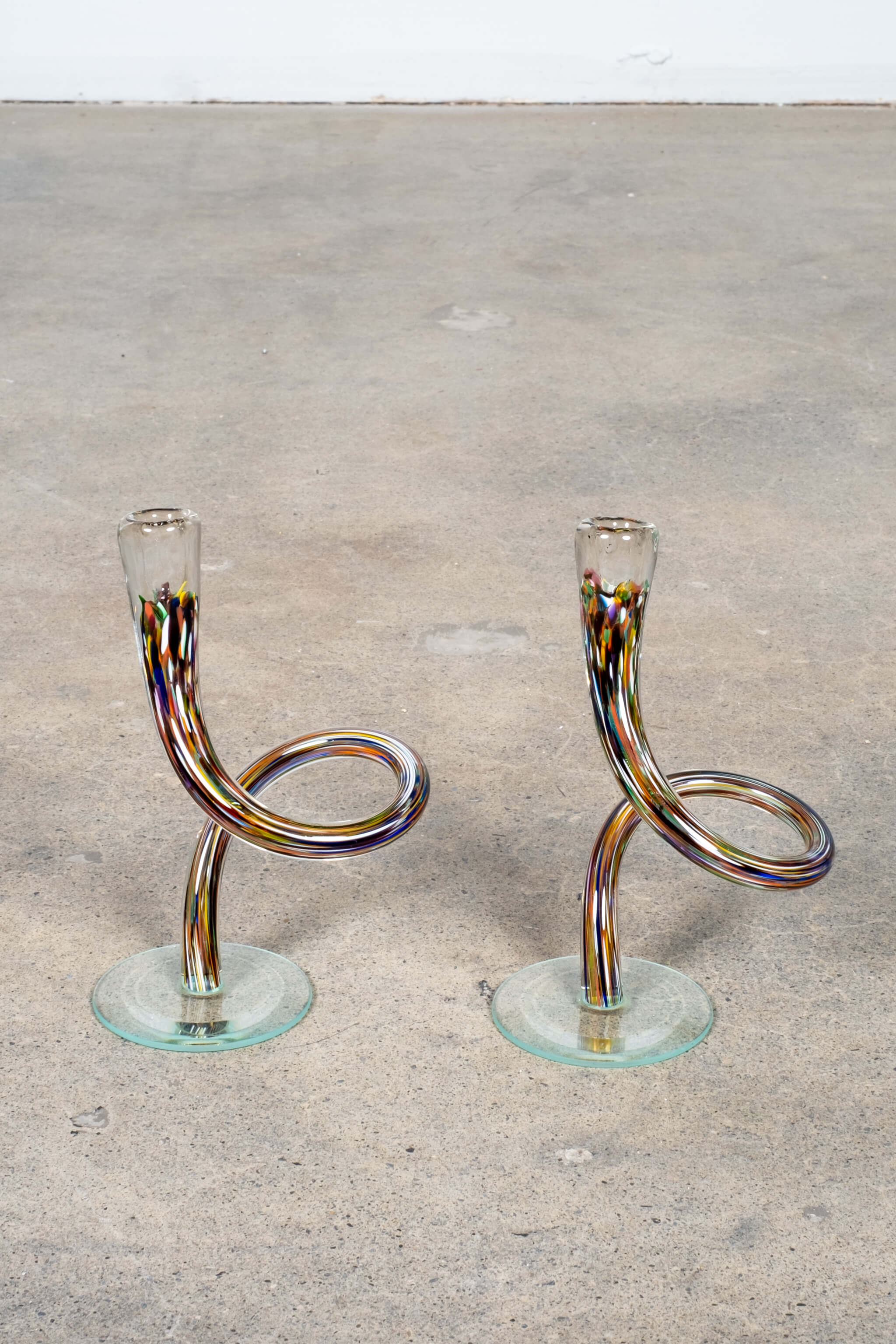 Pair of Italian Murano Glass Candlesticks | Bonne Choice