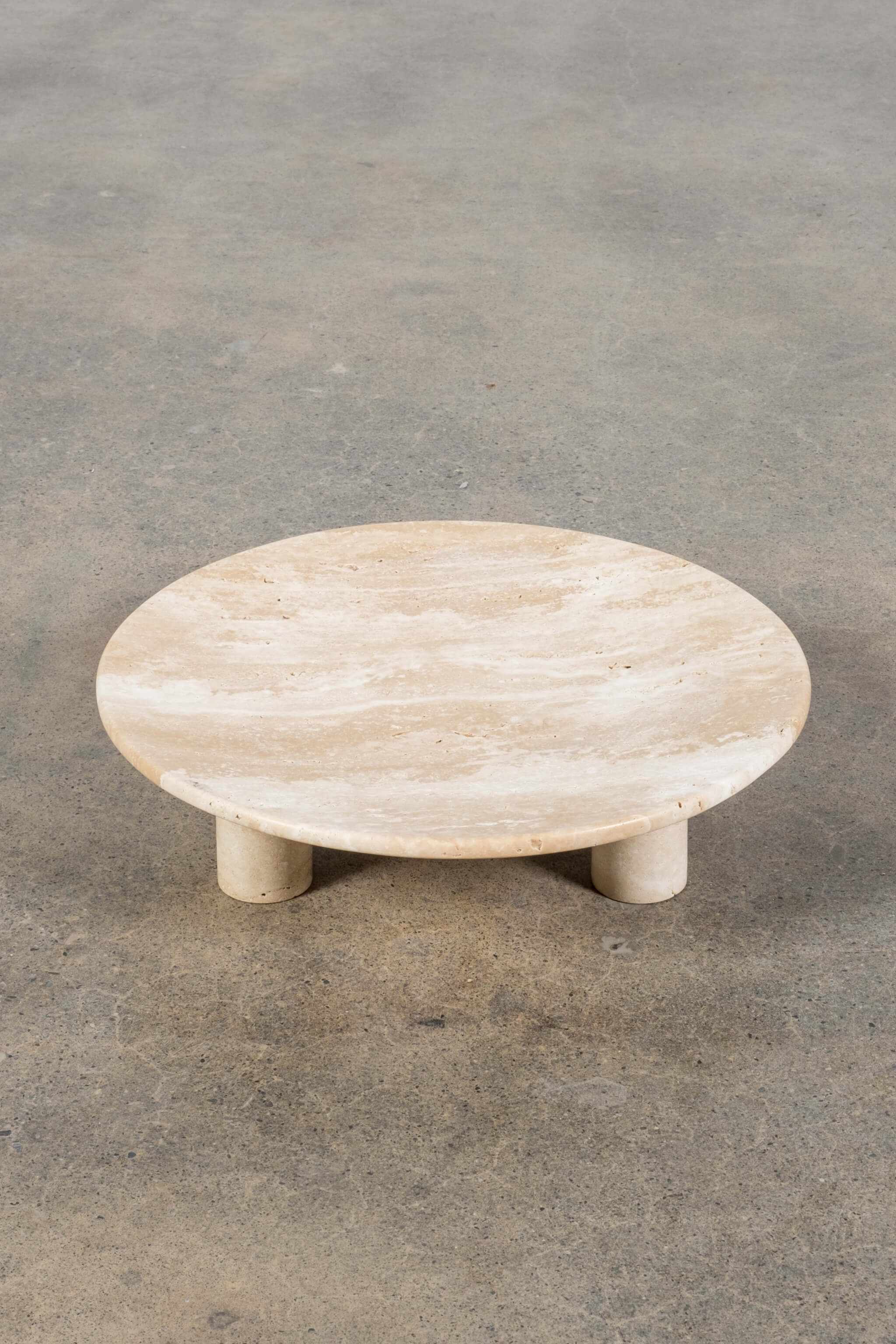 Round Footed Plate in Travertine | Bonne Choice