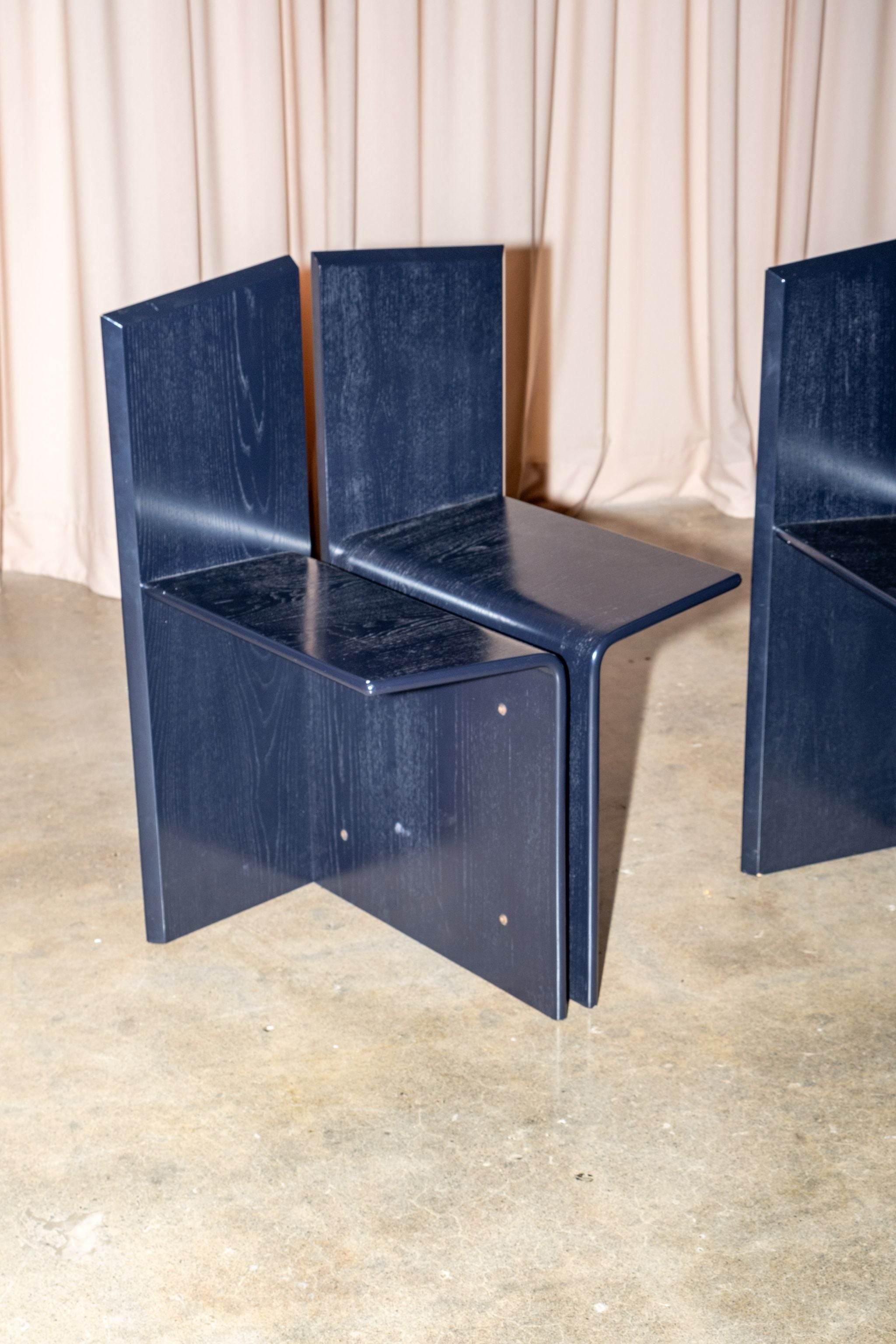 Vintage Set of 4 Lacquered Black Waterfall Chairs | Bonne Choice