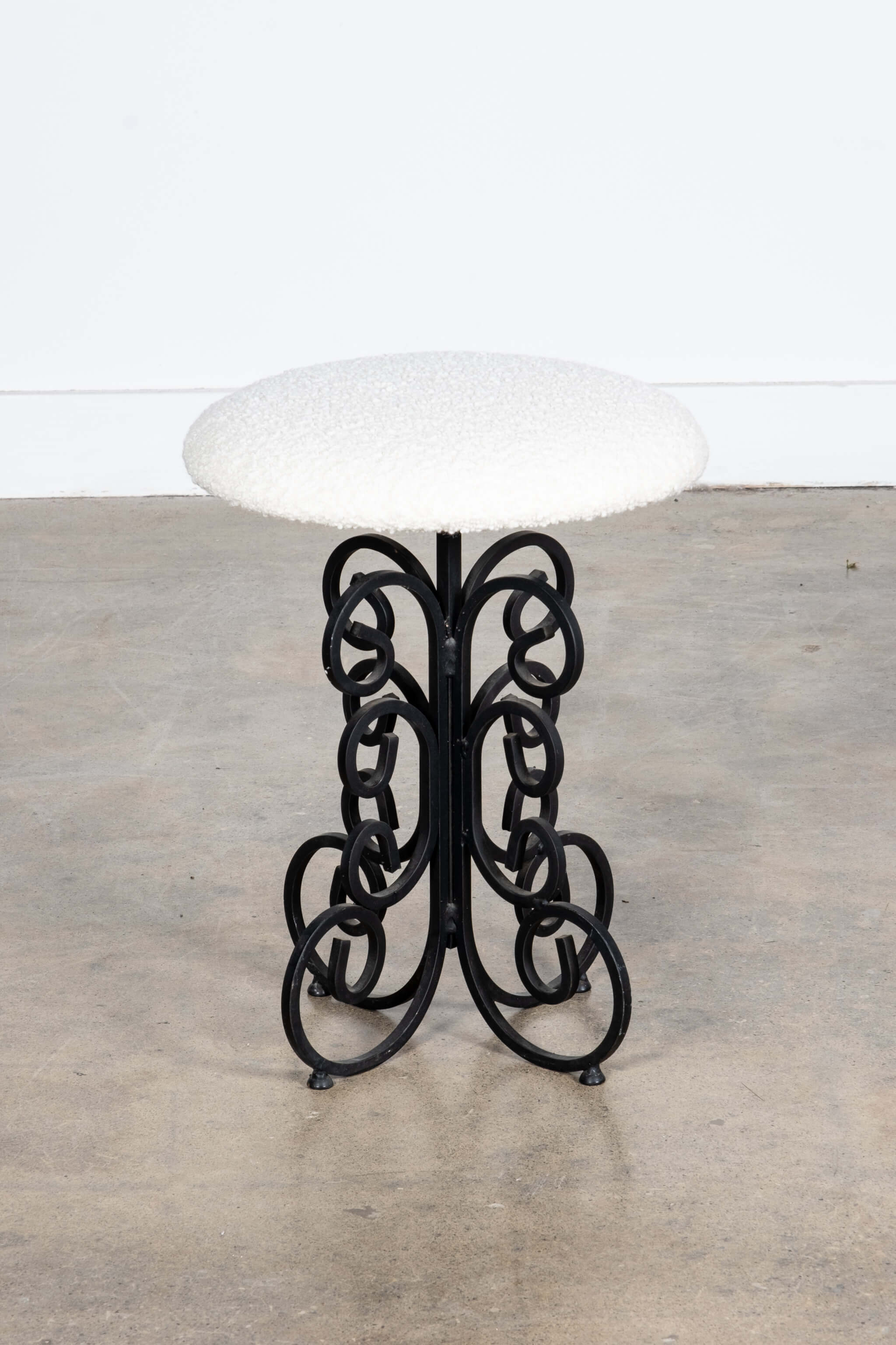 Wrought Iron Stool with Boucle Seat – Bonne Choice