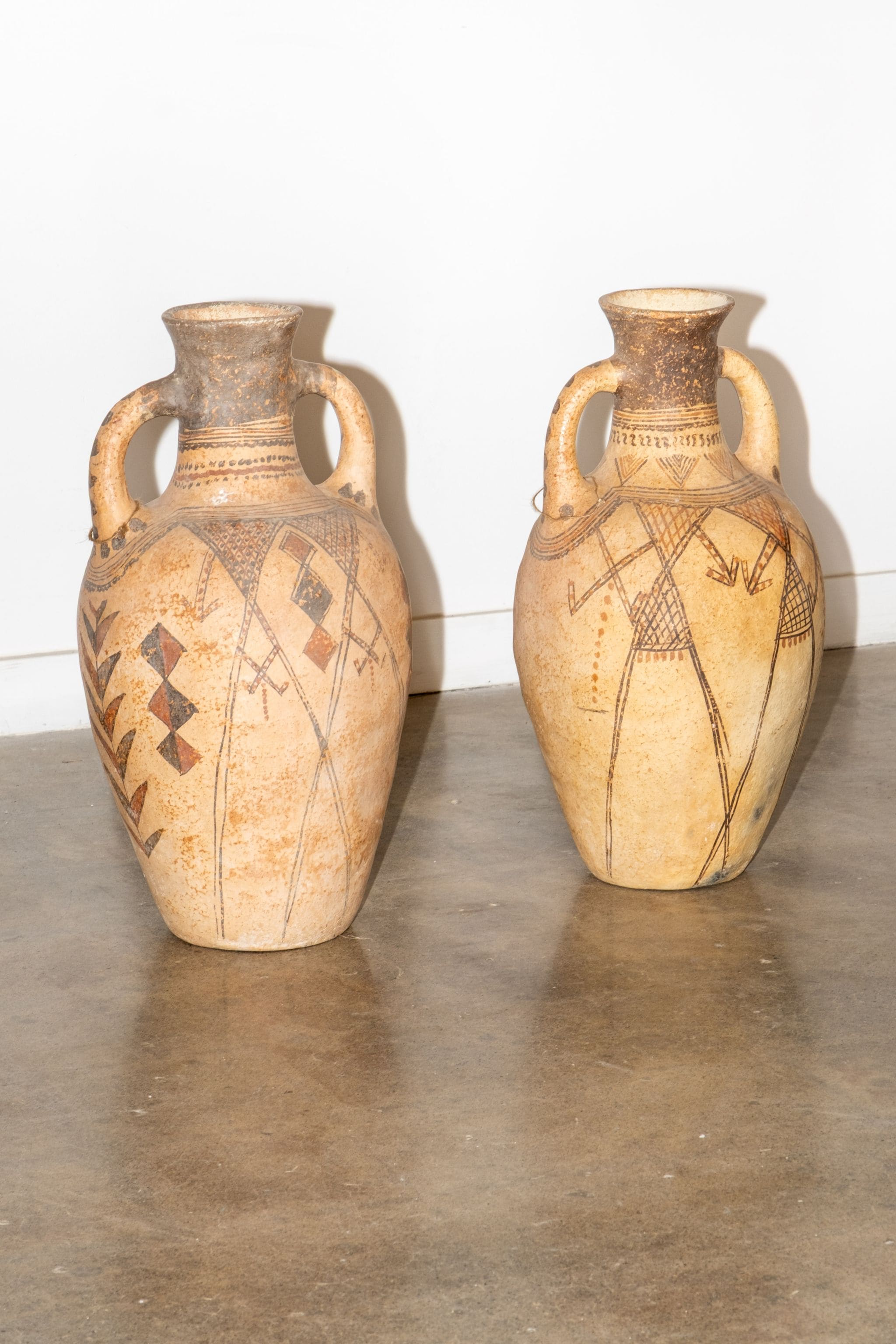 Vintage Tall Painted Vessel with Handles x2 | Bonne Choice